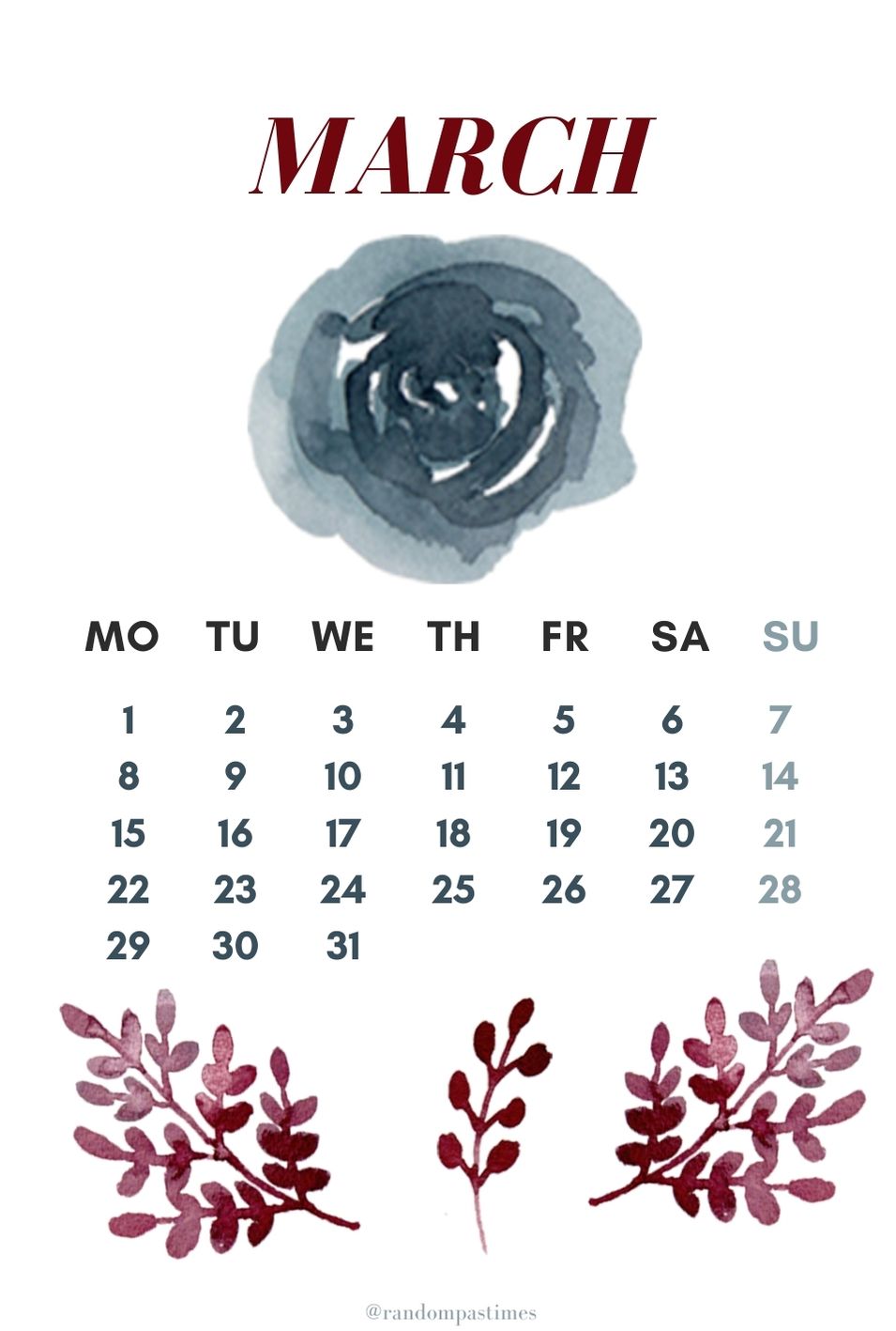 March Monthly Free Printable – Random Pastimes of a Restless Mind